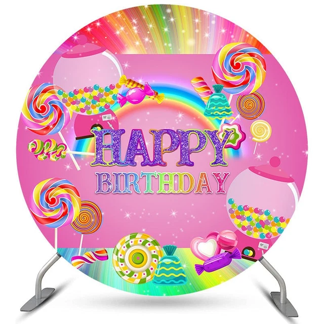 PINK SWEET CANDY Theme Happy Birthday Round Backdrop $37.90 - PicClick AU