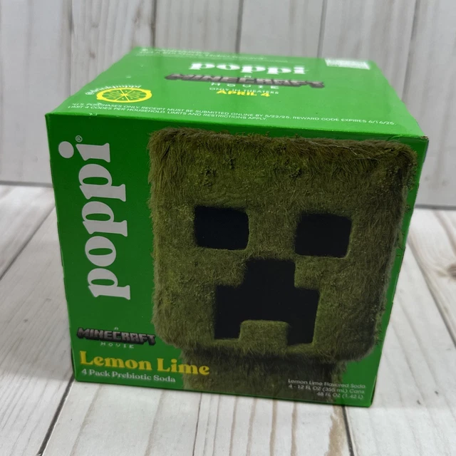 A MINECRAFT MOVIE Poppi Probiotic Soda Lemon Lime 4pk Cans, 12 Oz £22. ...