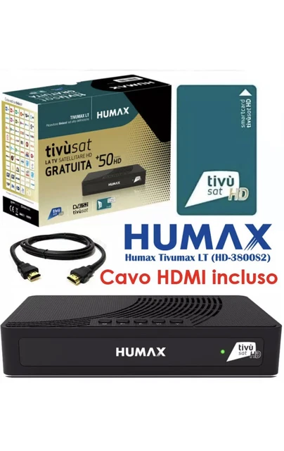 TIVUSAT TVSAT TV DECODER WITH TIVUSAT HD HUMAX Card TIVUSAT HD3801S2 £ ...