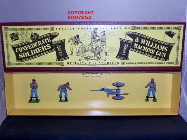 BRITAINS 8883 CONFEDERATE Infantry Williams Machine Gun + 3 Man Crew ...