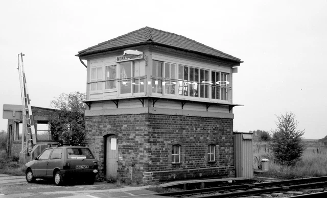ORIGINAL RAILWAY NEGATIVE. Monks Siding signal box, Warrington, in 1996 ...