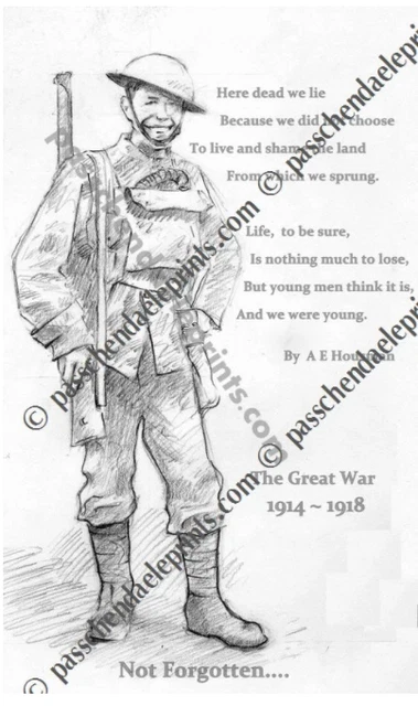 WW1 POEM 'HERE Dead We Lie' A E Housman Ypres Ltd Ed direct from the ...