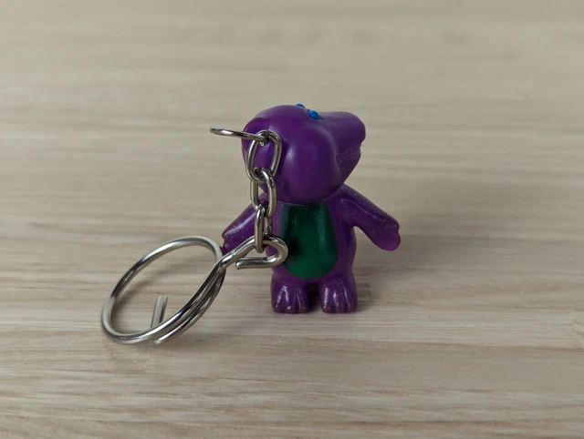 VINTAGE BARNEY KEYCHAIN Toy 2.5" Collectible Barney The Purple Dinosaur ...