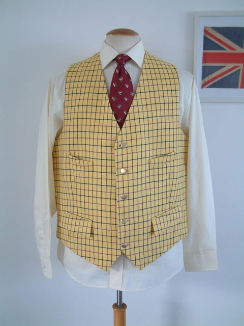 TATTERSALL CHECK WAISTCOAT By Mears..xl..pure New Wool..new And Unworn ...