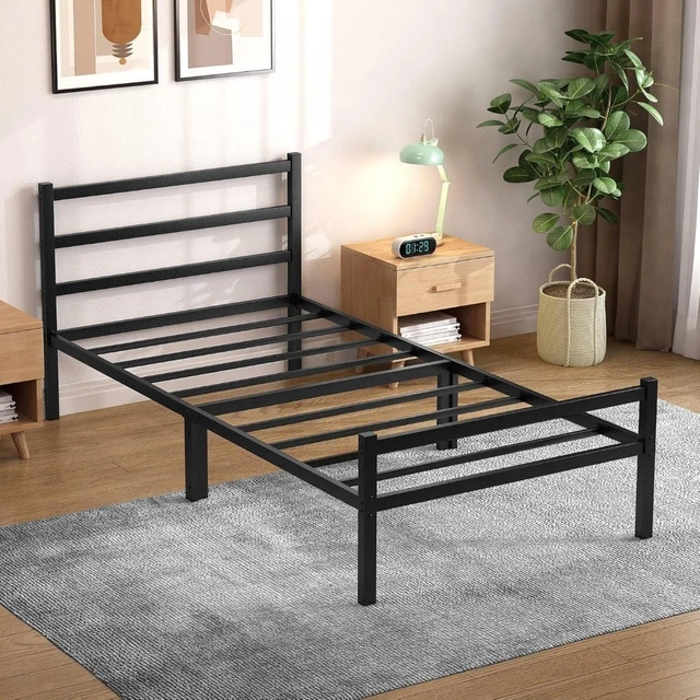 SINGLE BED FRAME 3ft Underbed Storage Headboard Metal Single Black ...