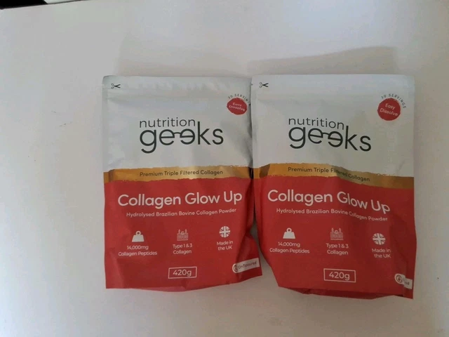 2 X NUTRITION Geeks Collagen Glow up Powder 14000Mg 420G 60 Servings Total £29.99 - PicClick UK