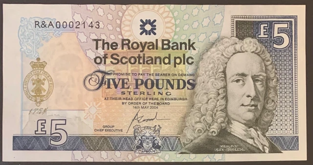 **ROYAL BANK OF Scotland £5 Note** **Old Tom Morris** **2004** **Low ...