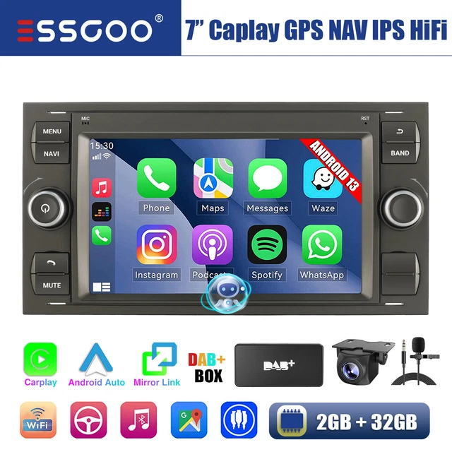 AUTORADIO CARPLAY ANDROID 13 32G per Ford Transit MK7 S-Max GPS DAB ...
