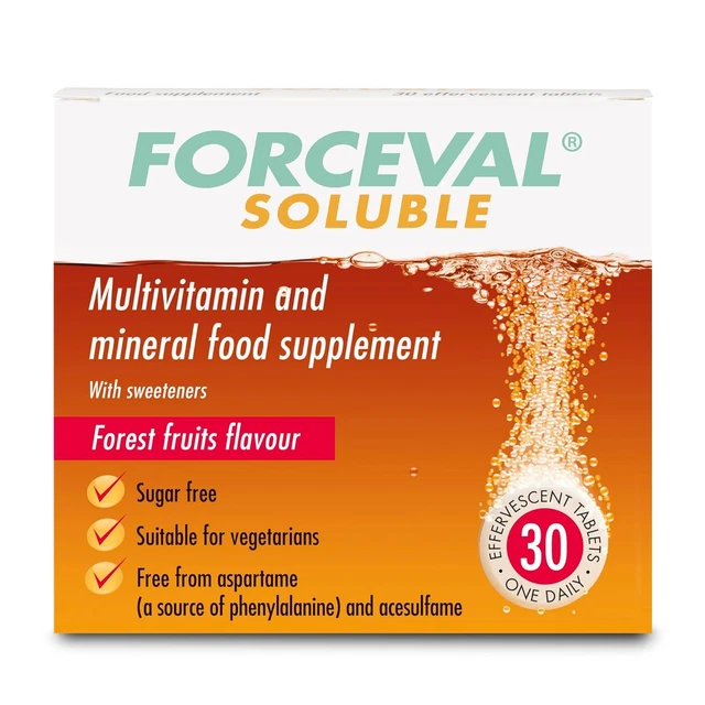 FORCEVAL SOLUBLE, EFFERVESCENT Multivitamin Tablets, 24 Key Vitamins and Mine... £24.76 ...