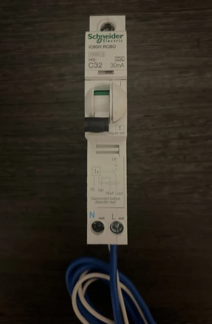 SCHNEIDER 32A RCBO ACTI 9 10KA 30MA C TYPE A9D11832 - 10K Live tested ...