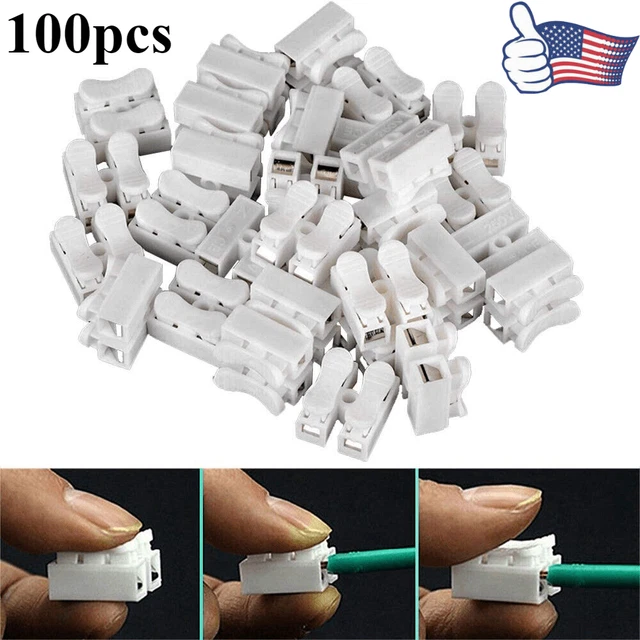 50X SPRING WIRE Connectors CH-2 Electrical Cable Clamp Terminal Block ...