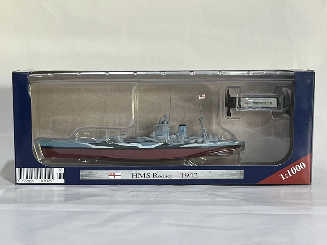 HMS RODNEY - 19412 1:1000 Scale Warships of WWII Collection w/ Magazine ...