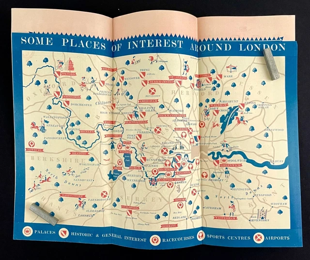 1964 TOURIST MAP Of London England Vintage UK Travel Brochure Great ...