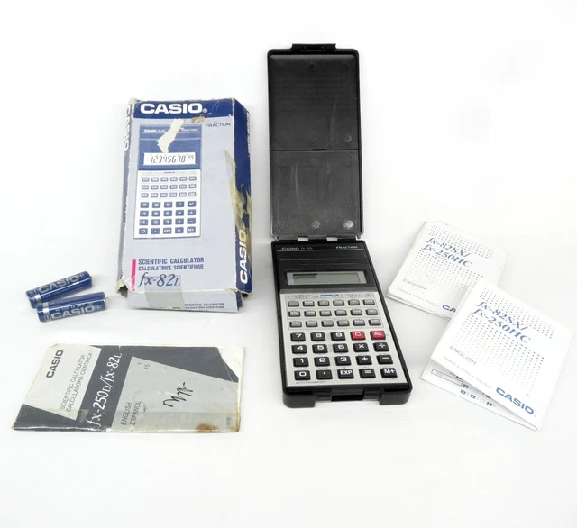 VINTAGE CASIO FX-82L electronic calculator ORIGINAL CASE, BOX ...