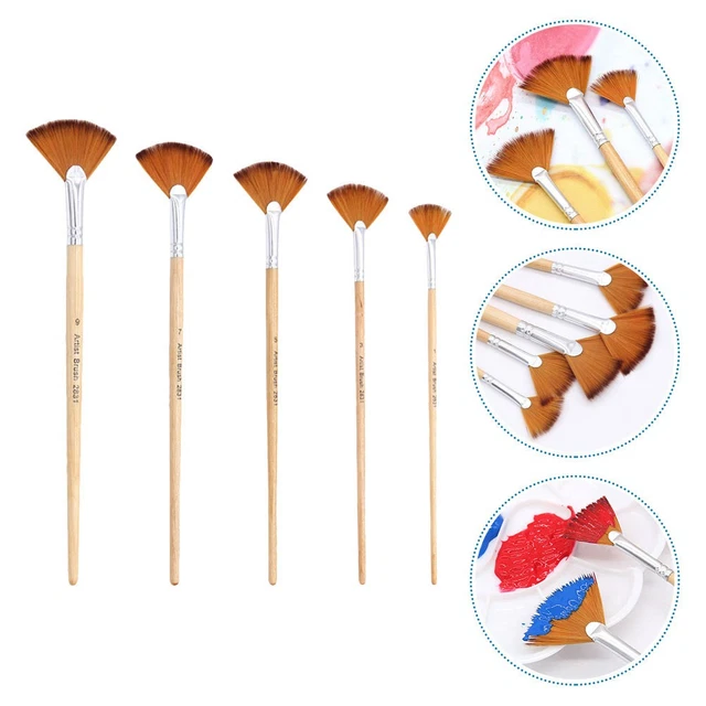 10 PCS FLAT Watercolor Fan Brushes Multi Purpose Painting Artist ...