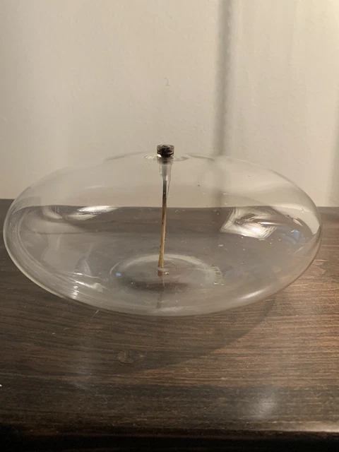VINTAGE CLEAR GLASS Round Disc Oil Lamp 7” $22.00 - PicClick