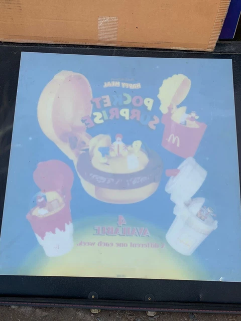 MCDONALDS DISPLAY MENU Sign Vintage POCKET SURPISES Happy Meal Sign ...
