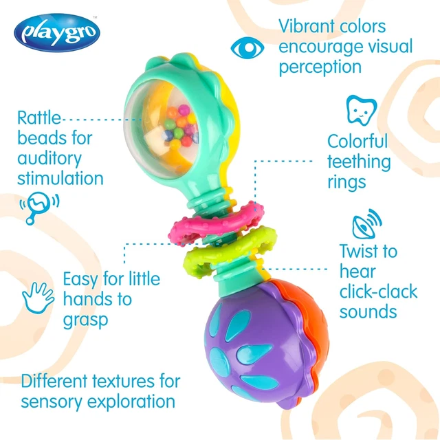 PLAYGRO TWISTING BARBELL Rattle Refresh - Interactive Baby Teething Toy ...