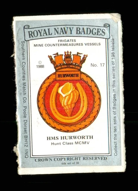 MATCHBOX LABEL ROYAL Navy Badges Frigate HMS Hurworth MQ1381 £2.76 ...