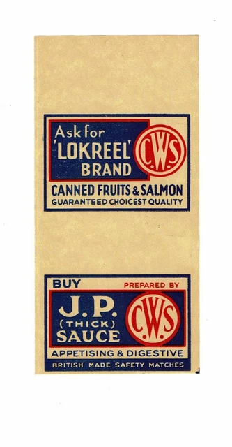 1 OLD BRITISH early 1900s matchbox label CWS Lokreel Brand size ...