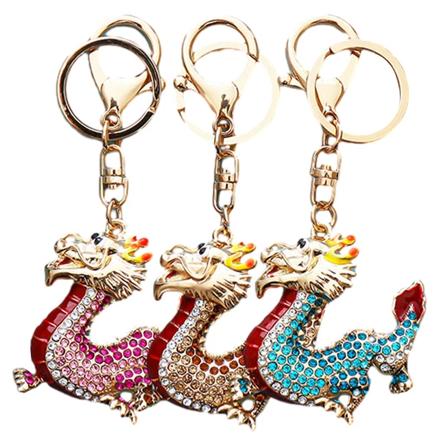 CHINESE NEW YEAR Keychain 2024 Rhinestone Dragon Keychain Chinese ...