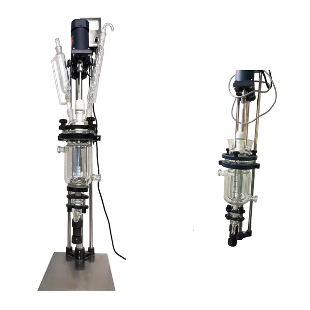 110V 2L JACKETED Glass Reactor Reaction Vessel Digital Chemical Lab ...