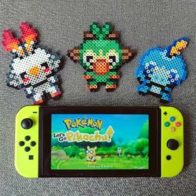 POKEMON 8 BIT Perler Beads-scorbunny, grookey, sobble-Starter Sword and ...