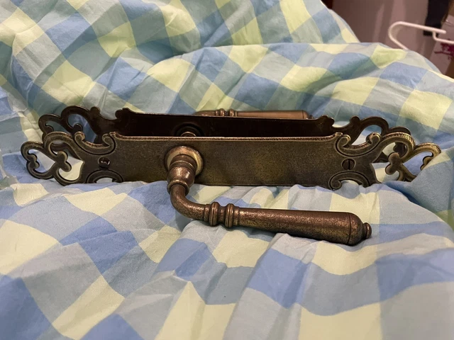 FRENCH VINTAGE DOOR Lever Handle Knob Gothic Castle Set Antique Brass ...