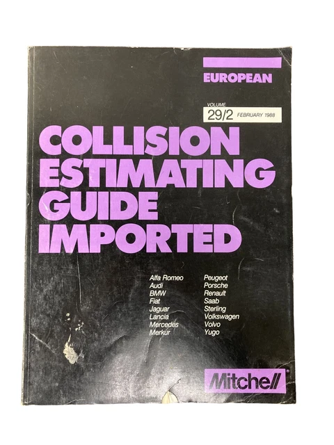 MITCHELL COLLISION ESTIMATING Guide Vol 29/2 Feb 1988- Audi, BMW ...