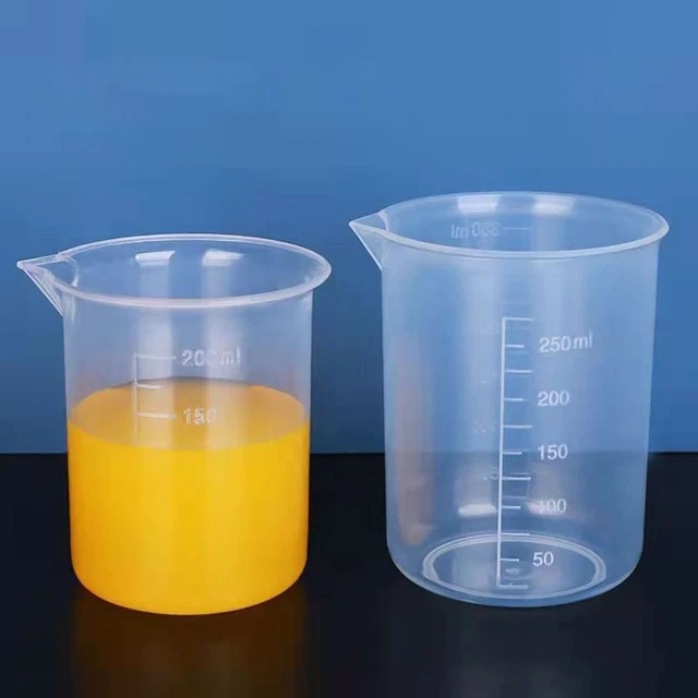 STACKABLE PLASTIC BEAKER Mixing Cups Graduated Cylinder Measuring Cup ...