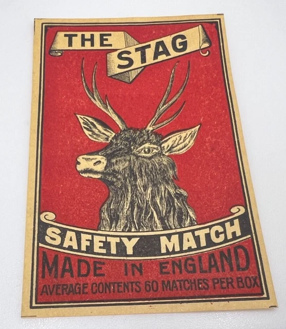 VINTAGE BRITISH MATCHBOX Label The Stag Safety Match 108 x 70 mm £10.00 ...