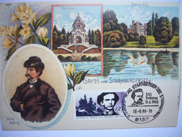 GERMANY BAVARIA - CP and stamp commemorative centenary of the death of ...