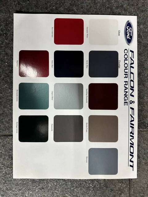 1996 FORD FALCON Xr6 Fairmont Ghia Sedan Ute Van Colour Trim Chart ...