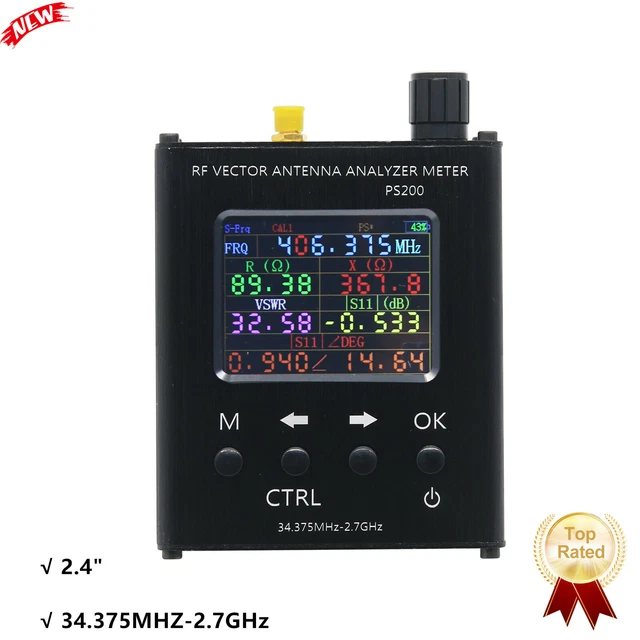 RF VECTOR ANTENNA Analyzer SWR Meter 34.375MHZ-2.7GHz SWR S11 PS200 ...