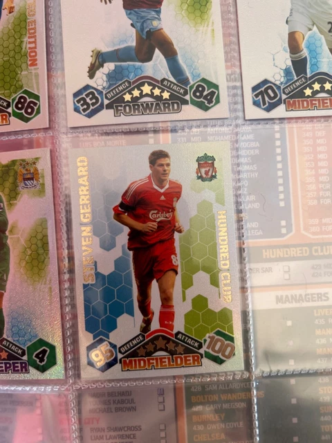 TOPPS MATCH ATTAX 2009-I0-Hundred Club-Liverpool-Steven Gerrard-Silver ...