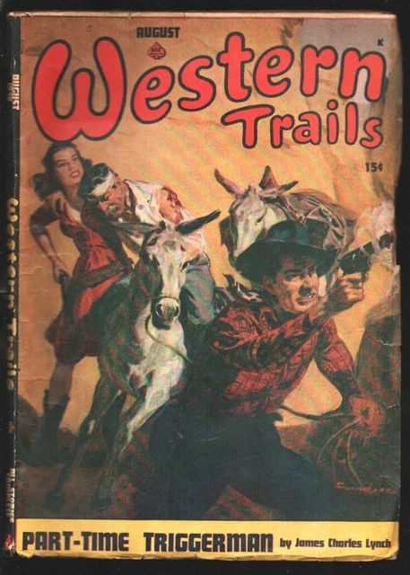 WESTERN TRAILS 8/1948-ACE-NORMAN Saunders Cover Art-Spannende westliche ...