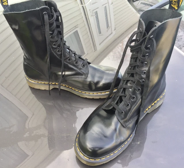 DR MARTENS 1490 black smooth polished leather boots UK 11 EU 46 £149.00 ...