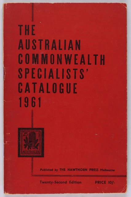 CATALOGUES AUSTRALIA ACSC 22nd Edition, 1961, pub by Hawthorn Press ...