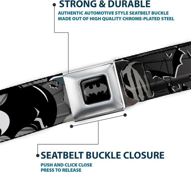 BATMAN BLACK/SILVER SEATBELT Belt - Batman W/Bat Signals & F (US IMPORT ...