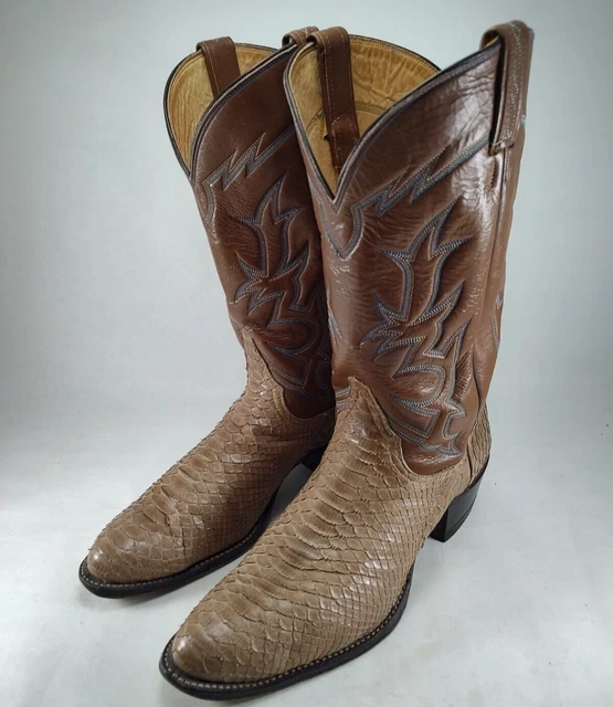 EXOTIC TONY LAMA Snake Skin Python Western Cowboy Boots Men’s 12 B $240 ...