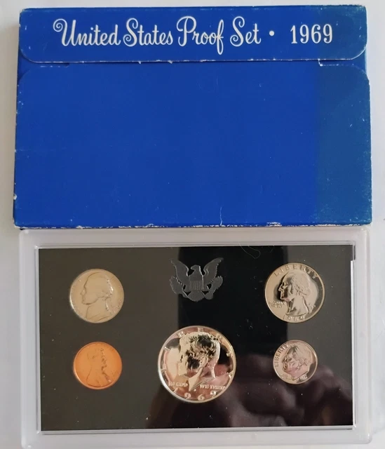 1969-S US MINT 5 Coin Proof Set 40% Silver Kennedy Half $45.81 ...