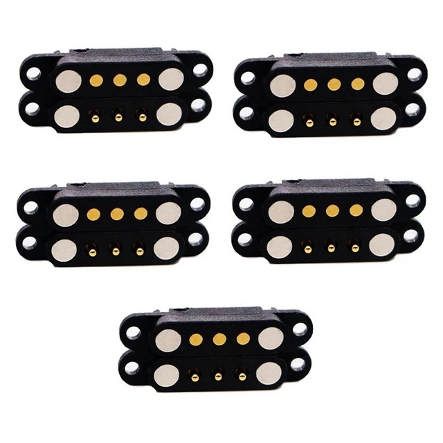 5 PAAR MAGNETISCHER Pogo-Pin-Stecker, 3-Poliger Pogopin-Stecker ...