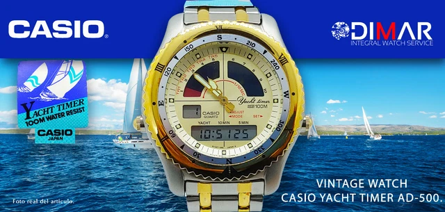VINTAGE CASIO MARINE SPORTS AD-500G-7GV. QW-389. JAPAN. WR.100m. NOS ...