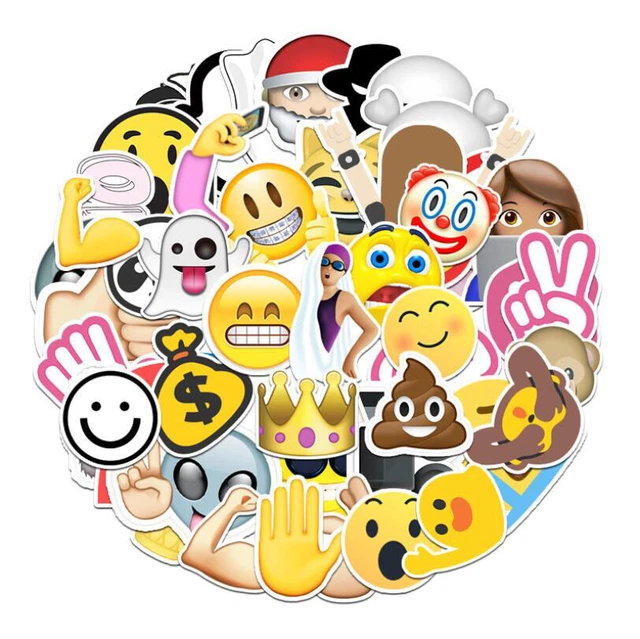 50 VINYL EMOJI Sticker Bomb | Social Emoticon Smiley Symbols Poop ...