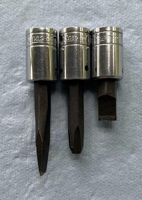 VTG SNAP-ON 3PC 3/8 Dr BIT Sockets Slotted F62 Phillips FP42B Slotted ...