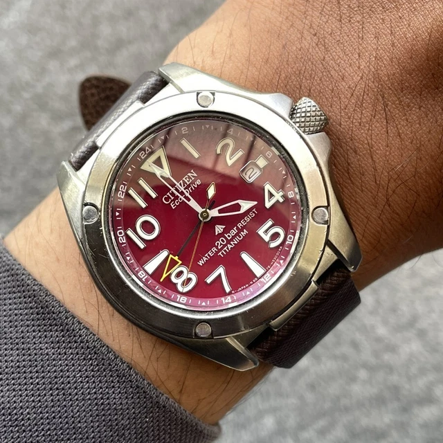 RARE CITIZEN PROMASTER GMT Titanium Red Dial Ecodrive Men Watch £329.62 ...