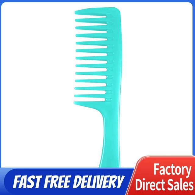 LARGE WIDE TOOTH Comb Resin Anti-static Hole Handle Grip Hairbrush ...