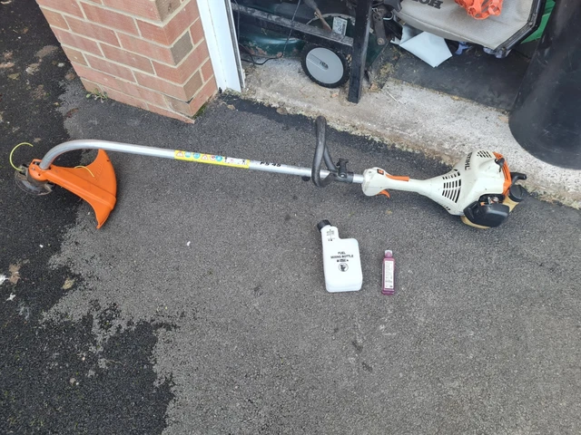 STIHL FS45 PETROL 2 stroke stimmer serviced with oil ,mixing bottle £95 ...
