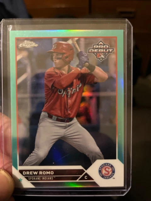 DREW ROMO 2023 Topps Pro début chrome PDC-82 réfracteur aquatique /75 ...