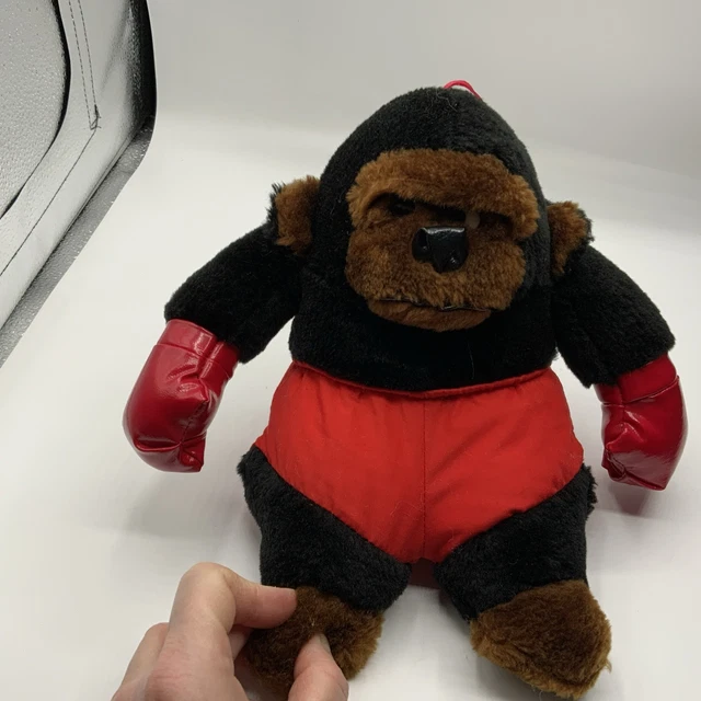 VINTAGE PMS BLACK Brown Boxing Gorilla Monkey Side Eye Soft Plush Toy ...